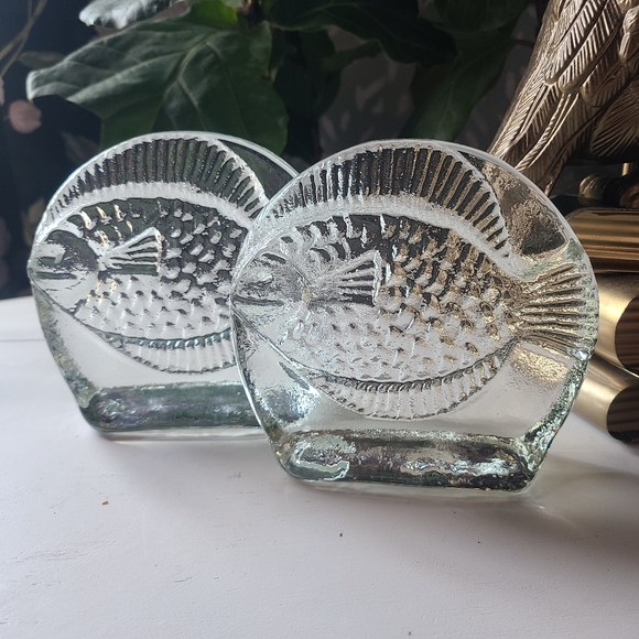 Pilgrim | Accents | Vintage Mcm Pilgram Glass Fish Bookends Pair Mid ...